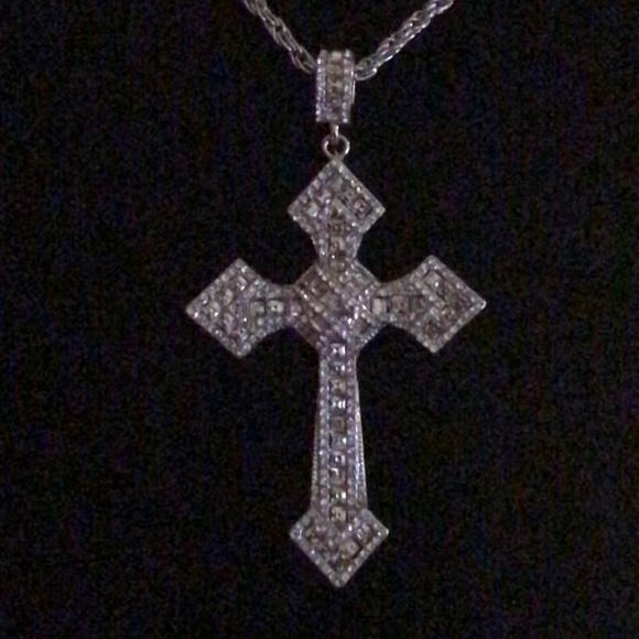 Jewelry | Blinged Out Crystal Cz Cross Pendant Necklace | Poshmark